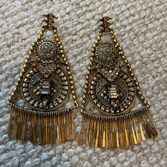 Dylanlex | Jewelry | Dylanlex Frida Ii Gold Tone Earrings With Amber Crystals | Poshmark